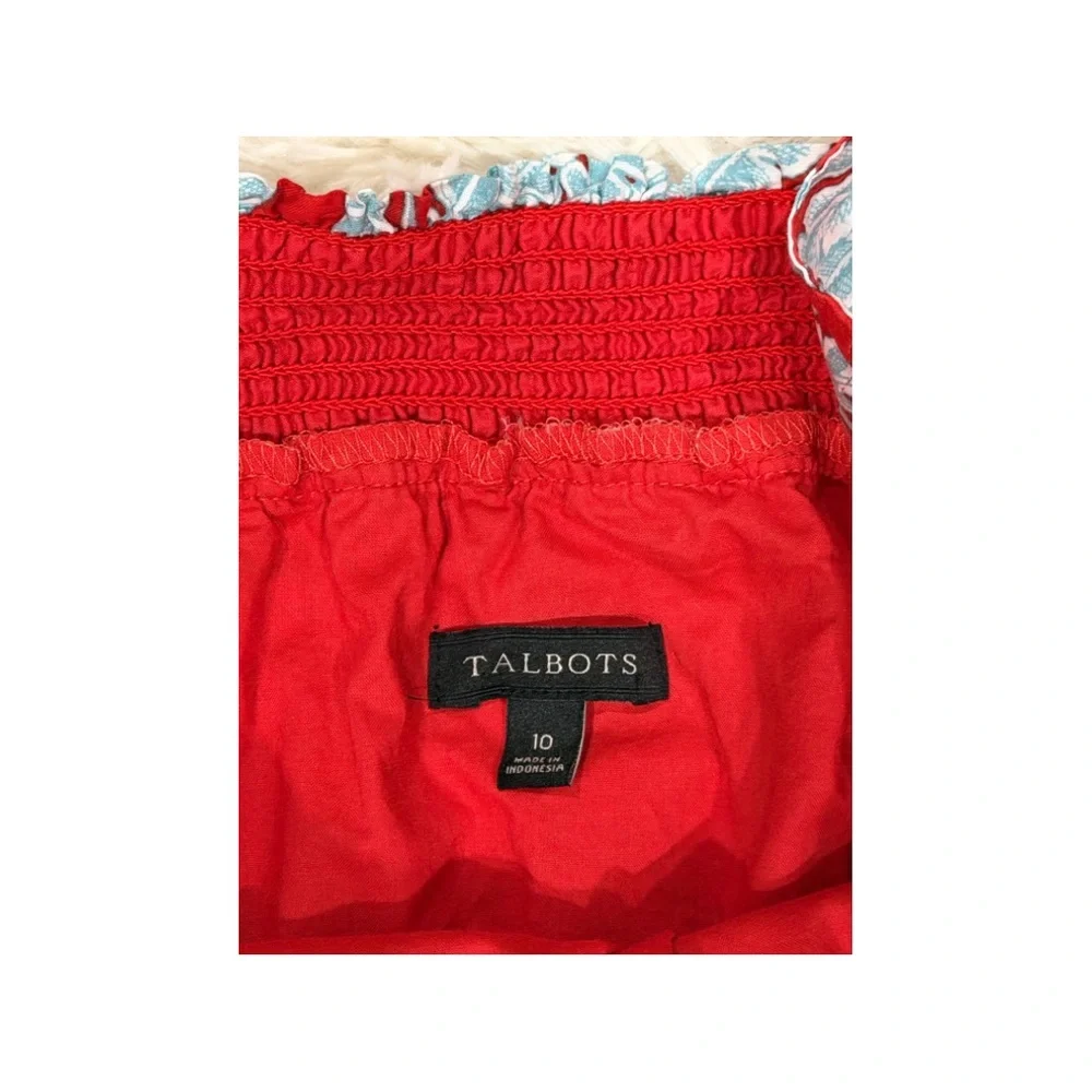 Talbots | Dresses | Talbots Red Oasis Palm Voile Fit Flare Sundress ...